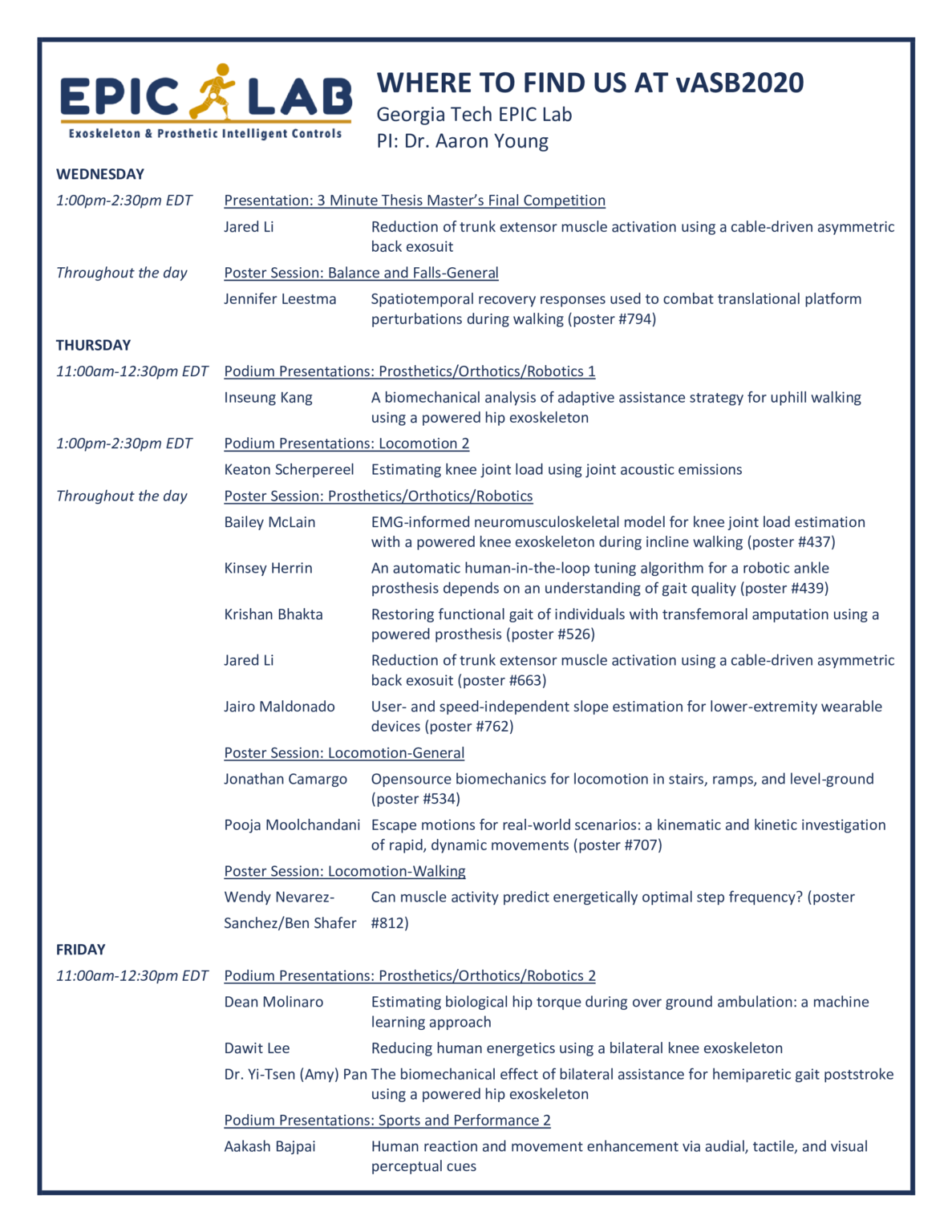 EPIC Lab Members present at ASB 2020 - EPIC Lab at Georgia Tech
